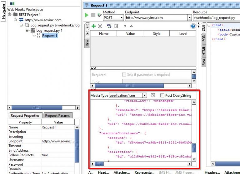 Send JSON requests to a VSTS service hook using SoapUI – Zoyinc